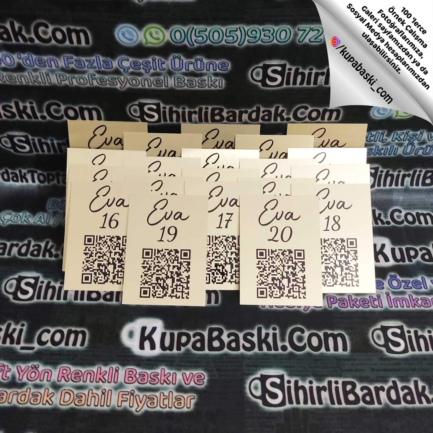 Metal QR Kod Menü Baskı - Gold | KupaBaski.Com